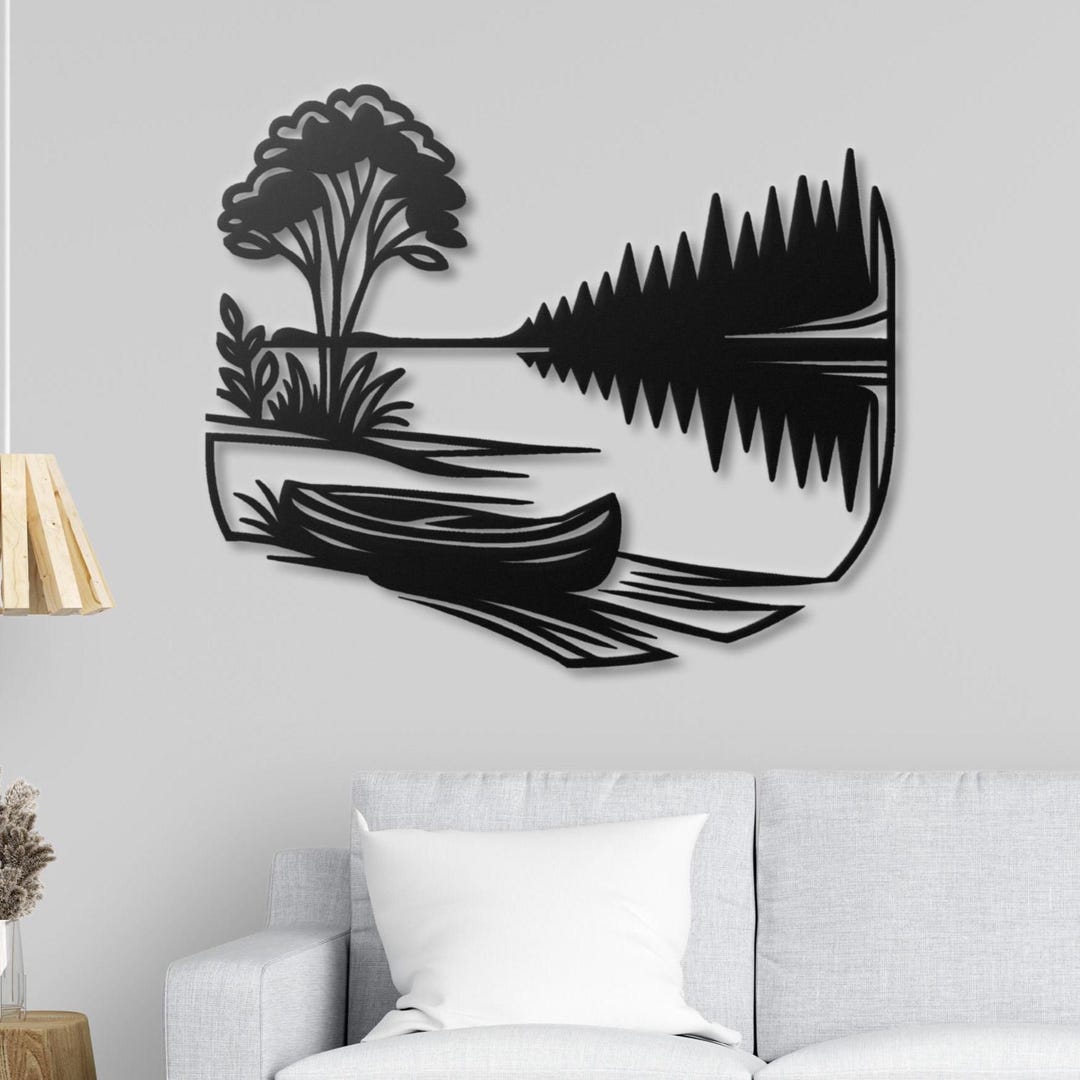 Canoe Lake Metal Wall Art: Rustic Cabin Wall Decor, Outdoorsman Gift - Etsy