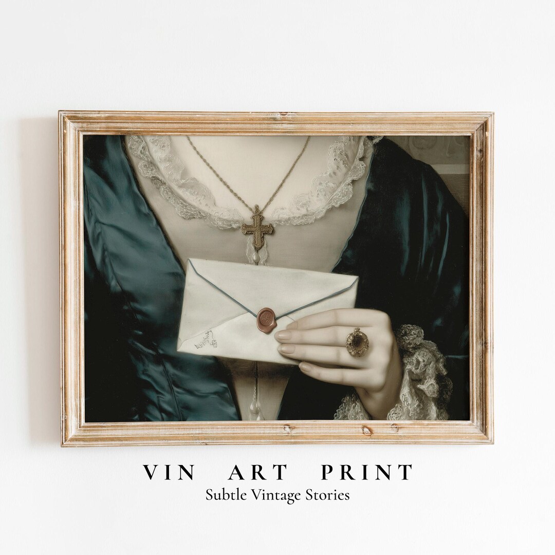 Baroque Woman With Envelope Art Print, Chiaroscuro Portrait (digital ...