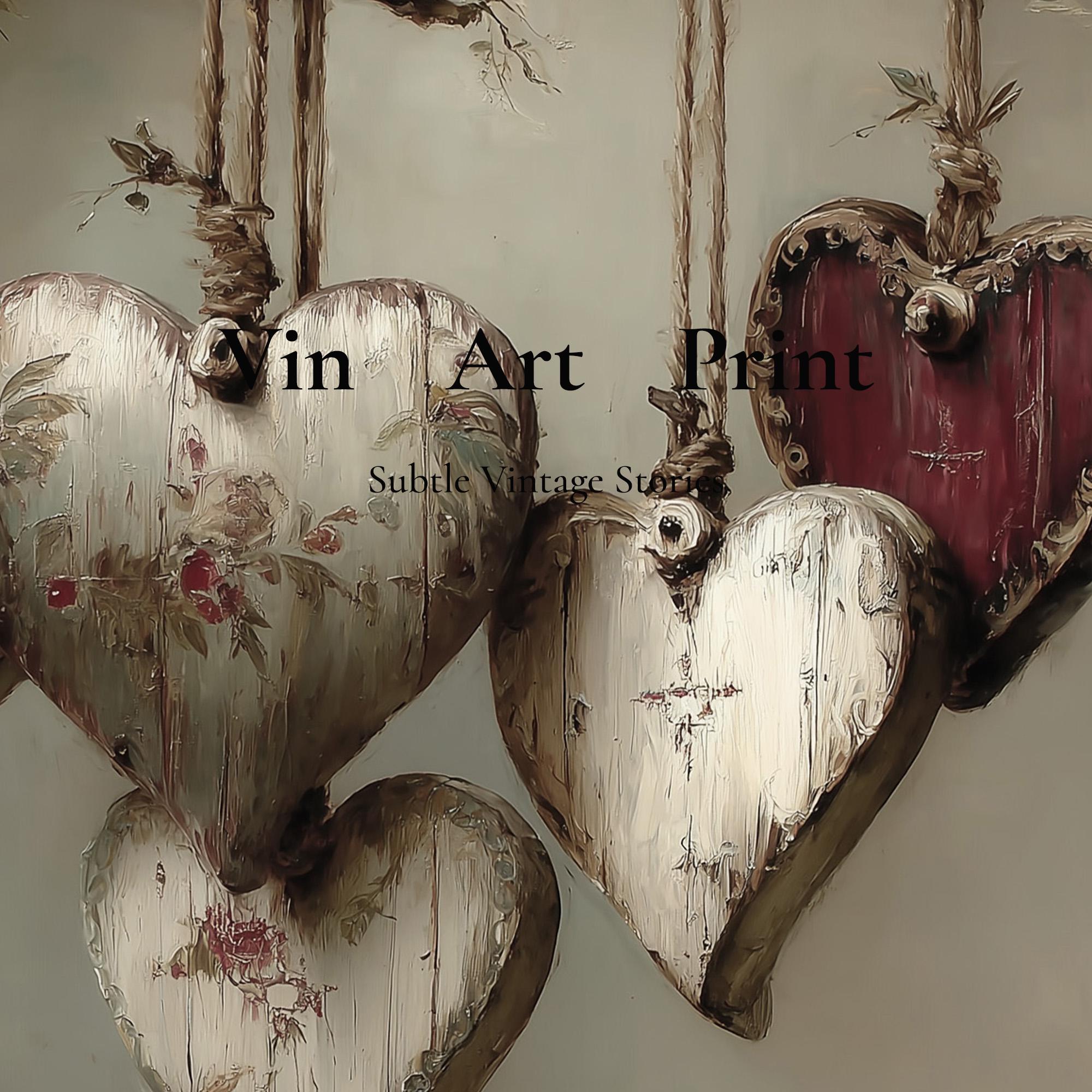 Rustic Valentine Heart Print – Vintage Farmhouse Hanging Hearts ...