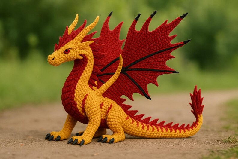 Dragon Crochet Pattern PDF Medium Difficulty Amigurumi Fire Dragon Red ...
