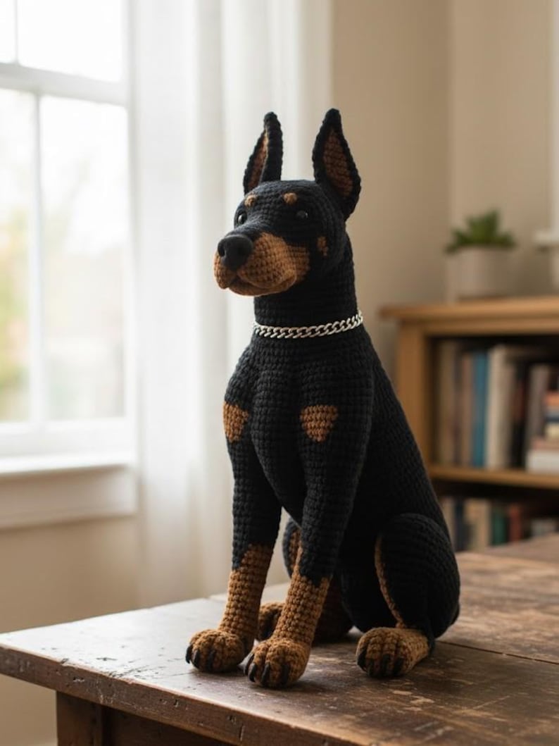 Realistic Doberman Amigurumi Pattern PDF Crochet Dog Black Brown Plush ...