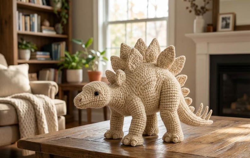 Easy Stegosaurus Crochet Pattern – Beginner Amigurumi Dinosaur Plush ...