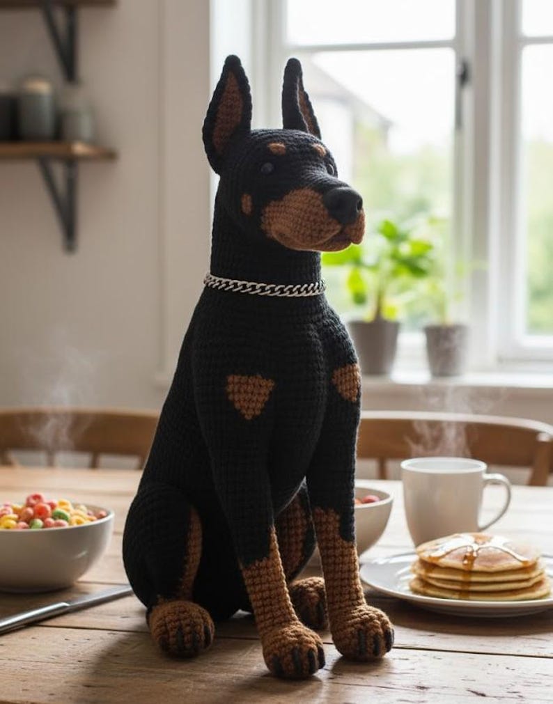 Realistic Doberman Amigurumi Pattern PDF Crochet Dog Black Brown Plush ...