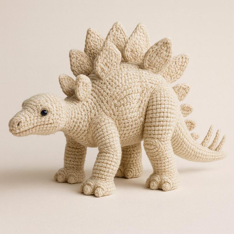Easy Stegosaurus Crochet Pattern – Beginner Amigurumi Dinosaur Plush ...