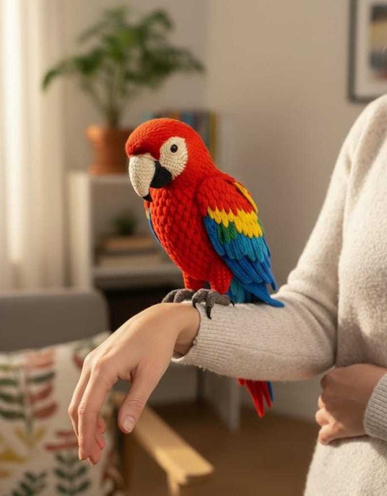 Colorful Macaw Parrot Amigurumi Crochet Plush Toy Bright Tropical Bird ...