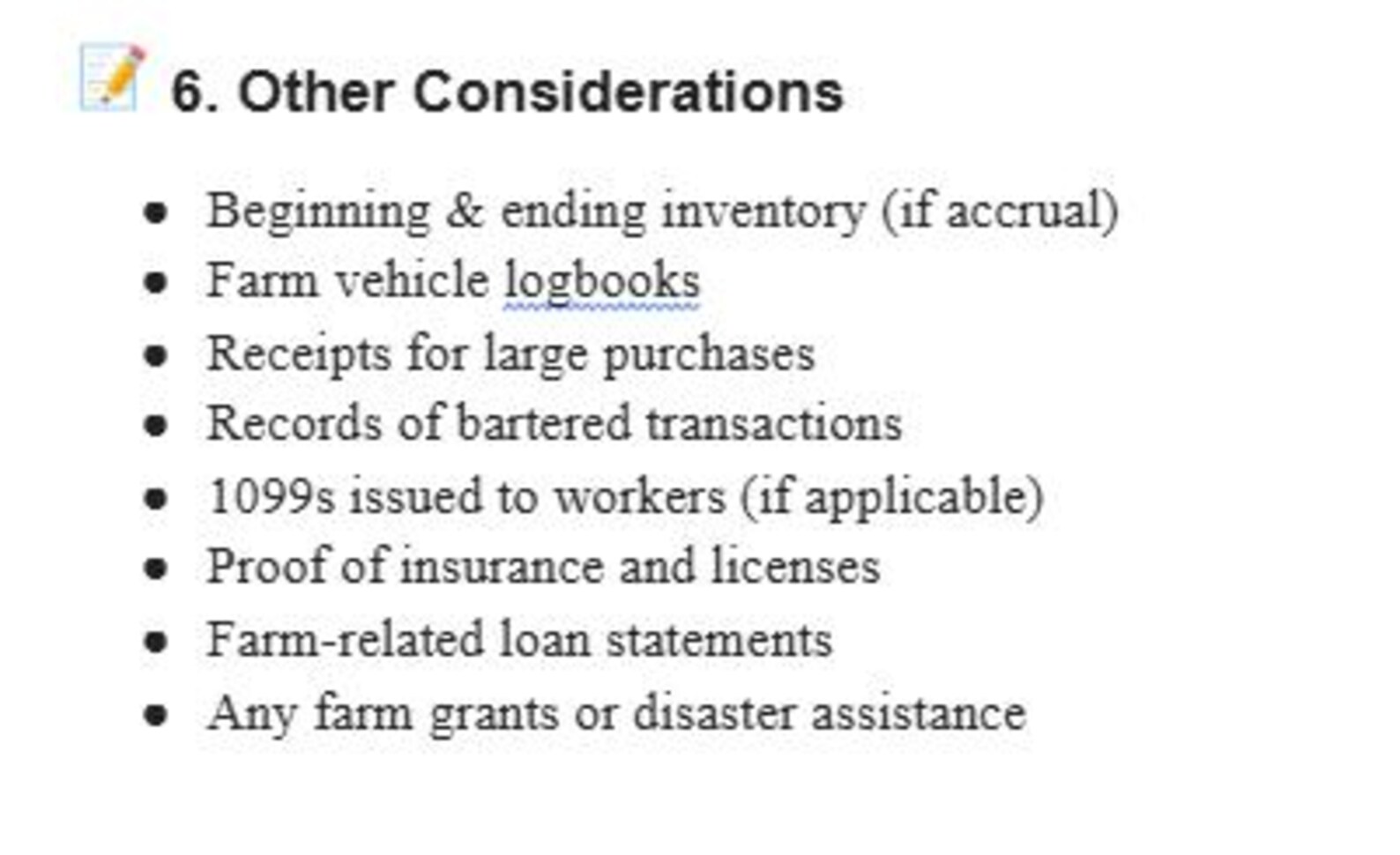 Farm Tax Checklist - Etsy