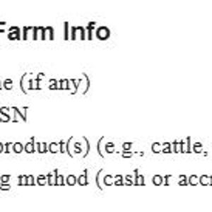 Farm Tax Checklist - Etsy