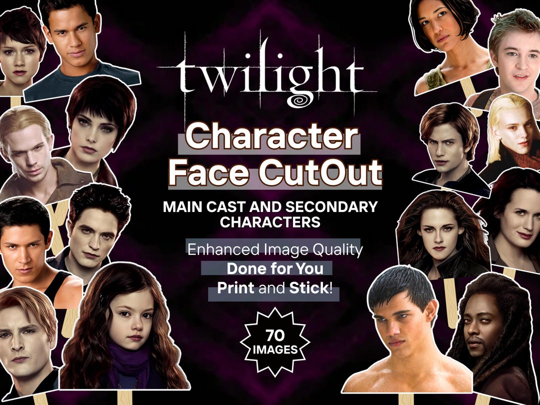 Twilight Party Face Cutouts | 70 Character Photo Booth Props (digital ...