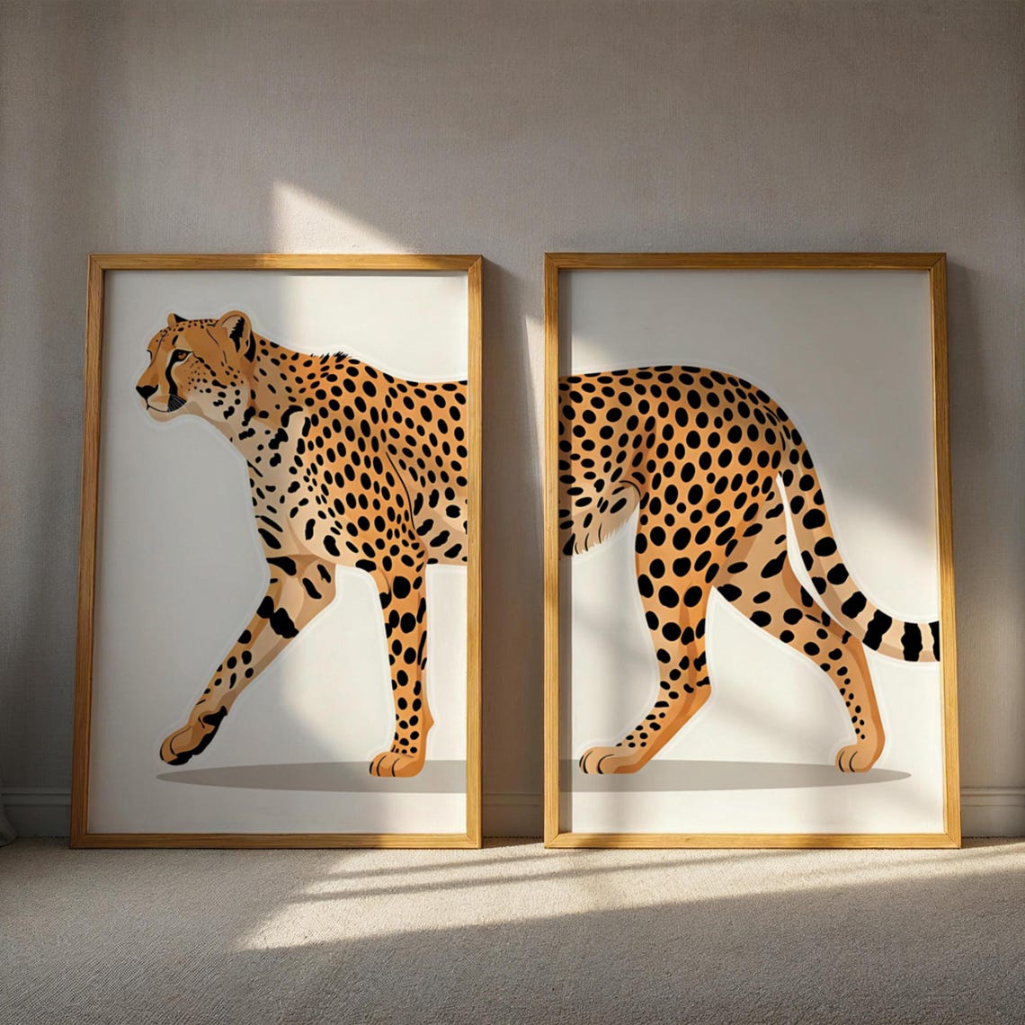 Modern Minimalist Cheetah Wall Art Set of 2 Prints – Large Digital ...