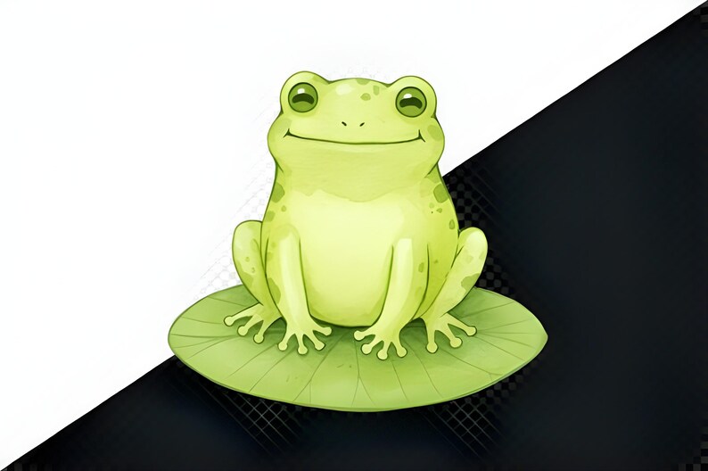 Watercolor Frog Nursery Clipart Set, Cute Frog PNG Bundle, Baby Shower ...