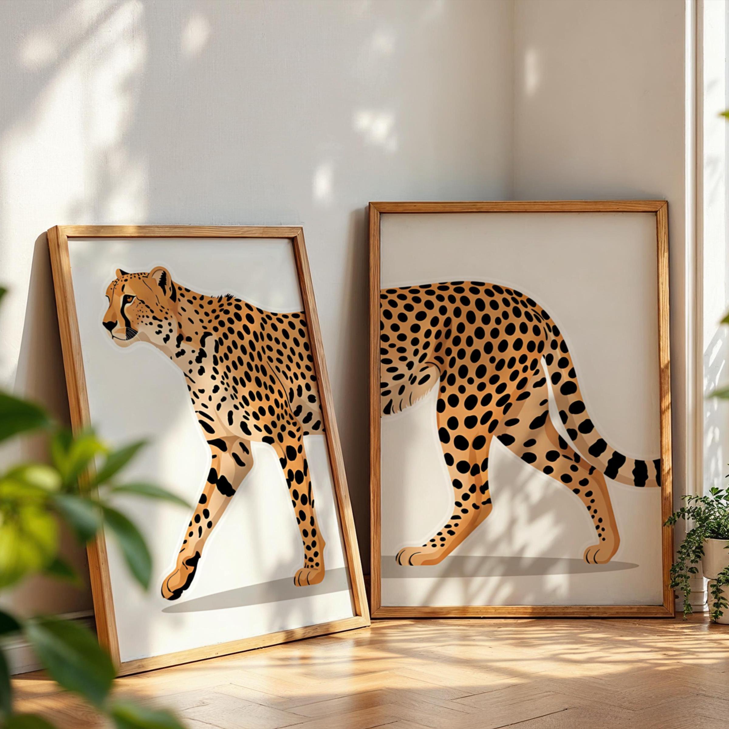 Modern Minimalist Cheetah Wall Art Set of 2 Prints – Large Digital ...