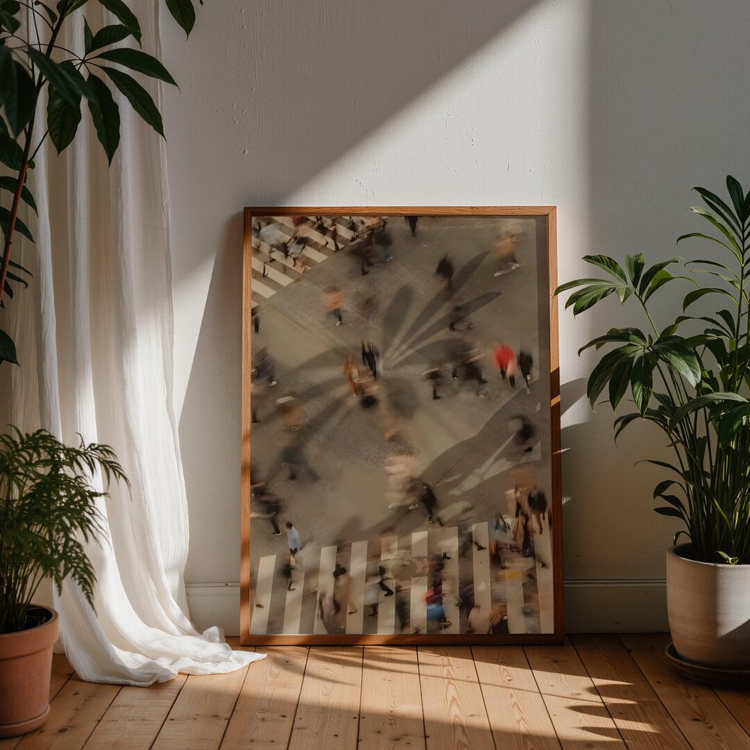 Motion Blur City Crowd Wall Art | Minimalist Wall Decor | Neutral Print ...