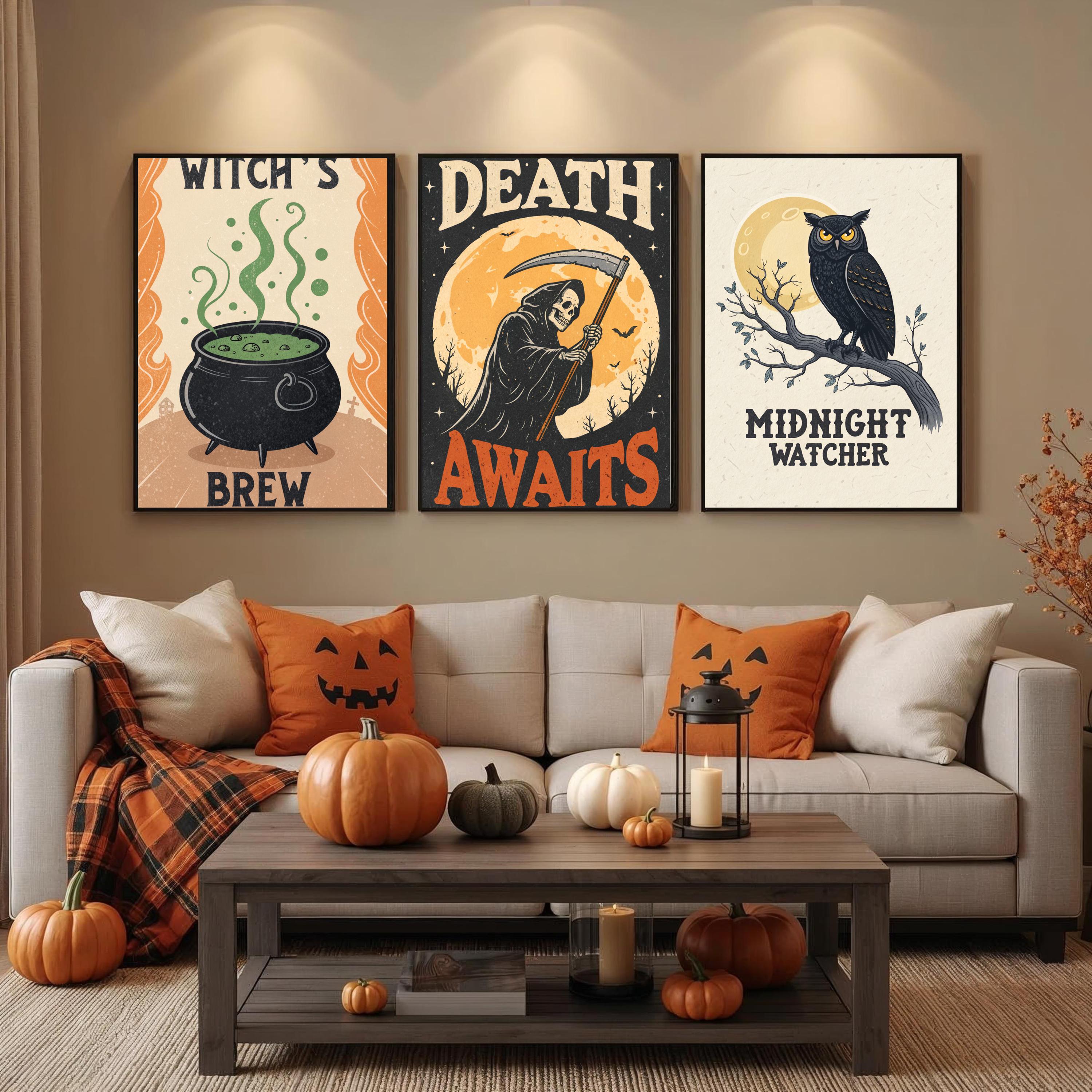 Halloween Wall Art Set of 20 Digital Prints, Vintage Spooky Posters ...