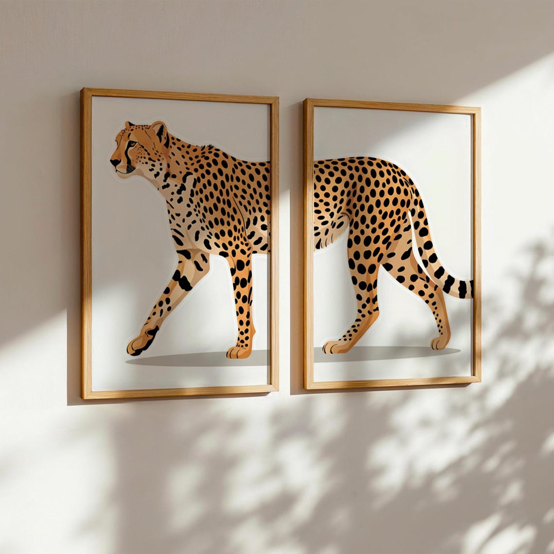 Modern Minimalist Cheetah Wall Art Set of 2 Prints – Large Digital ...