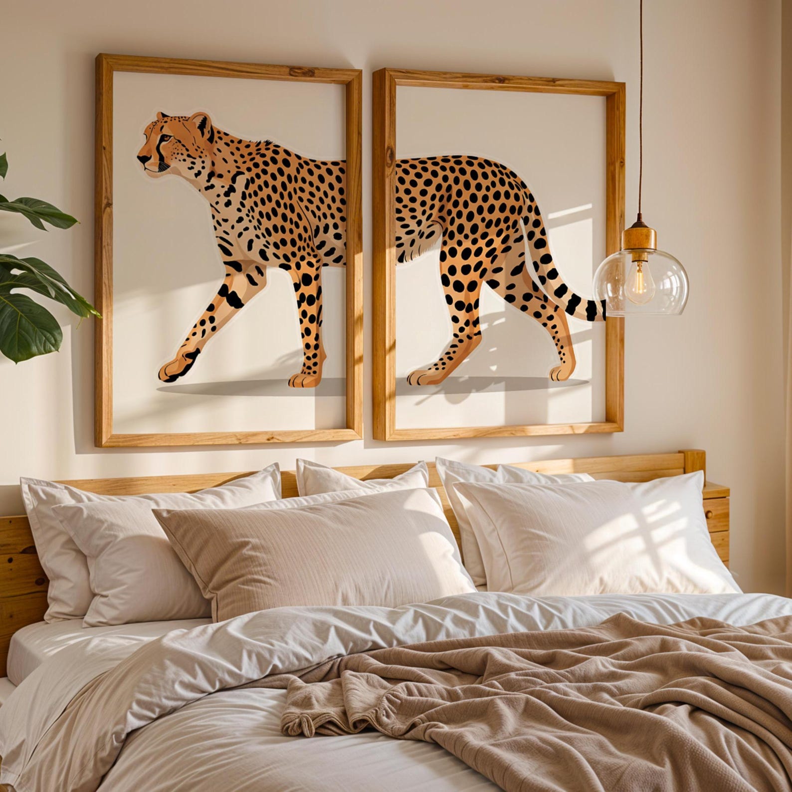 Modern Minimalist Cheetah Wall Art Set of 2 Prints – Large Digital ...