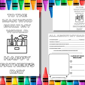 Printable Fathers Day Card, Printable Cards, Printable Gift, Coloring ...