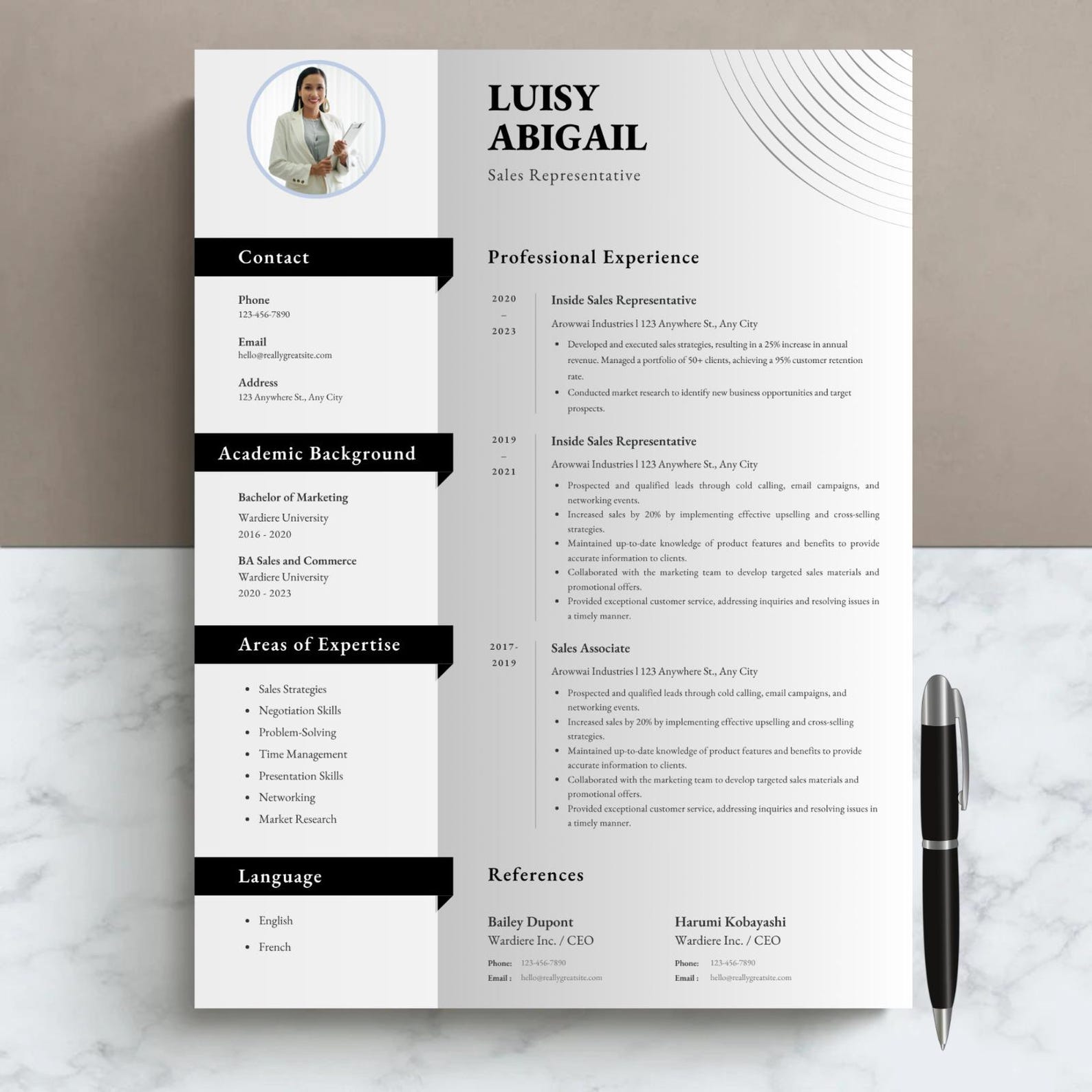 Editable Resume Template, Professional Resume Template | Editable in ...