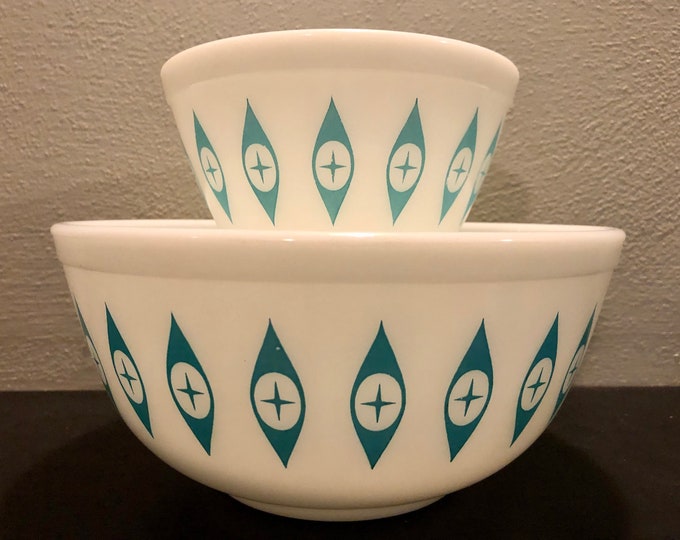 Pyrex Atomic Eyes Bowl Set RARE Mid Century Modern 1950s Vintage Chip ...