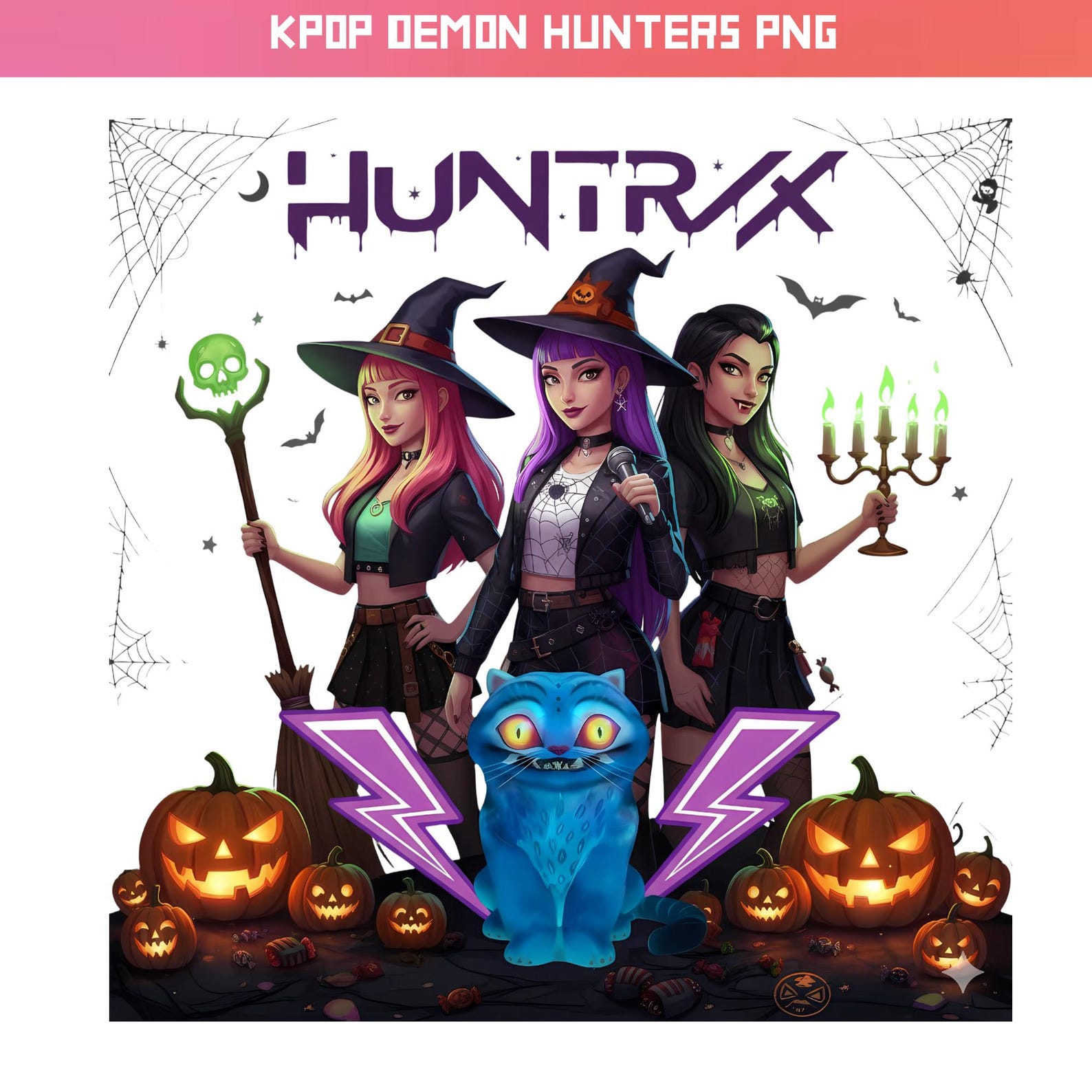 Spooky Huntrix Halloween PNG, Kpop Demon Hunters Clipart, Saja Girls ...