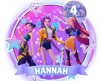 Editable Kpop Demon Hunters Cake Topper K-pop Huntrix Birthday Party ...