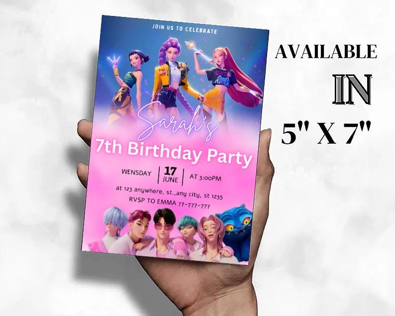 Editable Kpop Demon Hunters Birthday Invitation, K-pop Party Invite ...