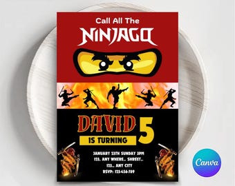 Editable Ninja Birthday Invitation: Martial Arts Warrior Party (5x7 ...