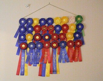 Custom Equestrian Hanging Ribbon Rack - 1 ROWS - Holds up to 9 Ribbons ...