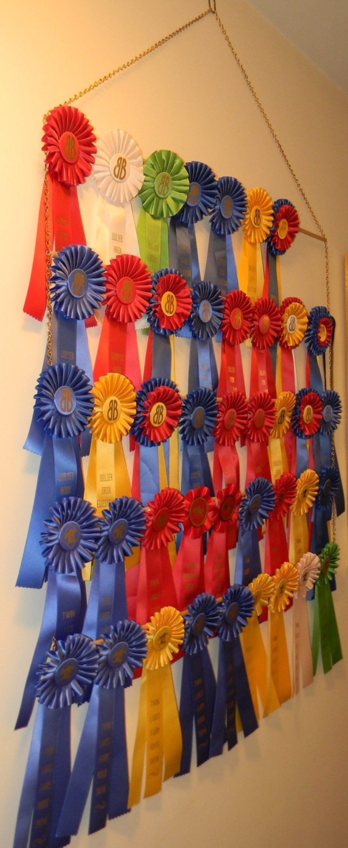 Custom Equestrian Hanging Ribbon Rack - 1 ROWS - Holds up to 9 Ribbons ...