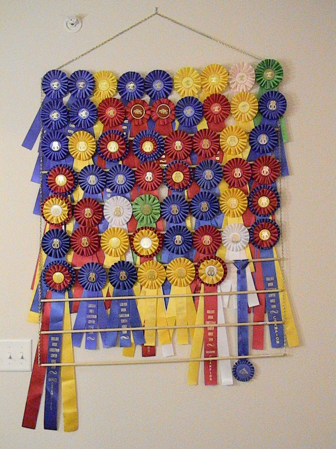 Custom Equestrian Hanging Ribbon Rack - 10 ROWS - Holds up to 90 ...