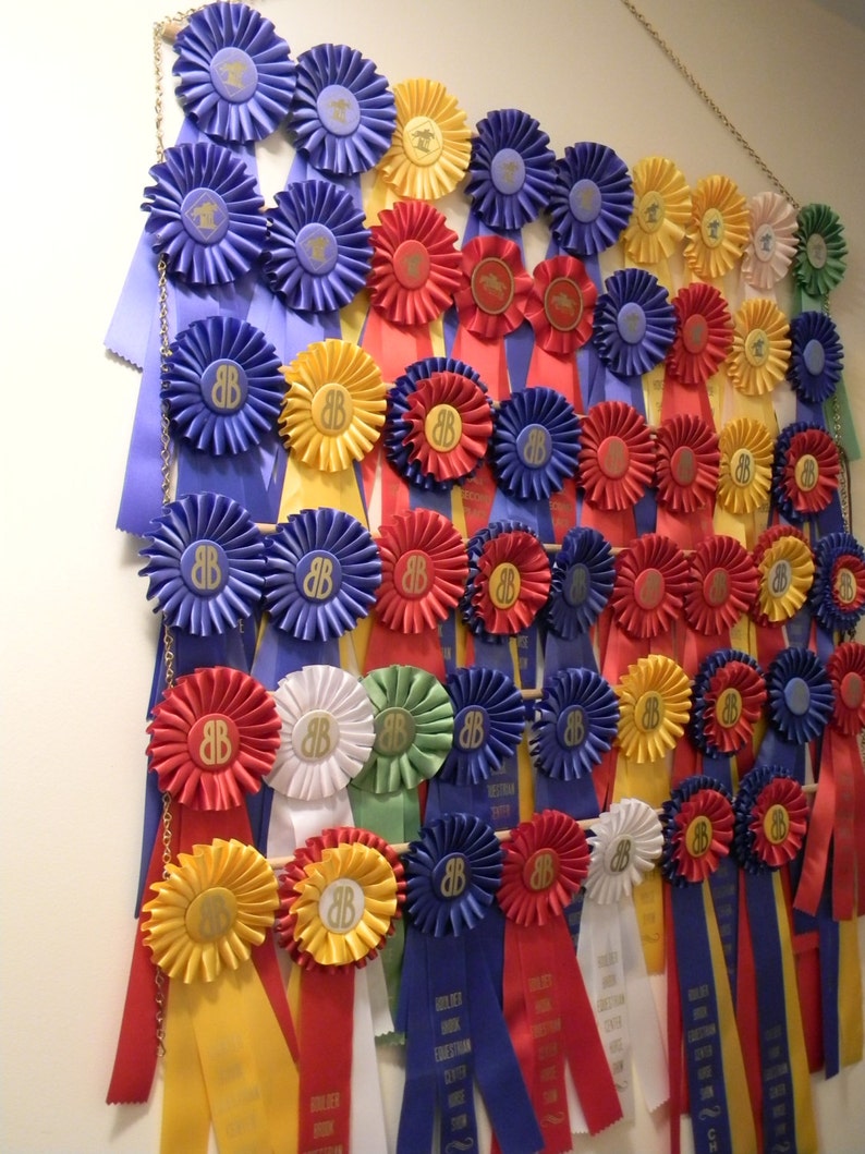 Custom Equestrian Hanging Ribbon Rack - 6 ROWS - Holds up to 54 Ribbons ...