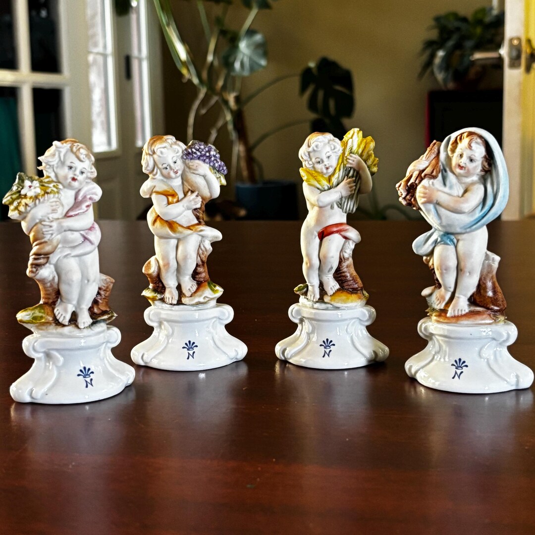 Capodimonte Seasons Cherub Figurines: G. Pezzato Porcelain Set, Italy ...