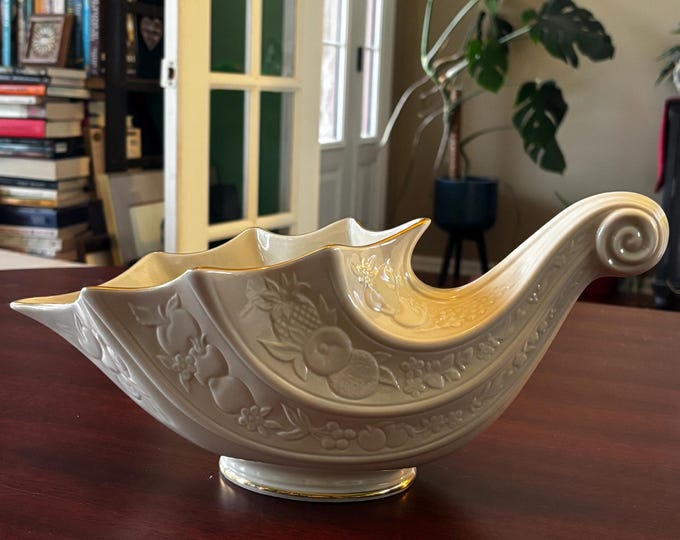 Lenox Fruits of Life Cornucopia: 1989 Ivory Porcelain Centerpiece With ...