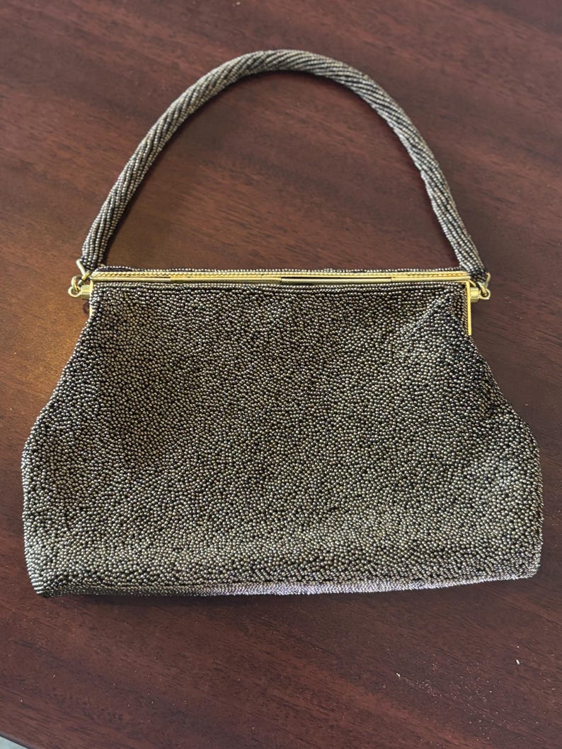 Gilded Glamour: Vintage Josef Bronze Beaded Evening Bag - Etsy