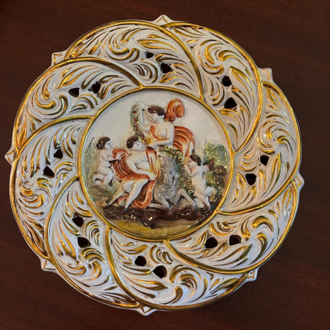 Capodimonte Porcelain Wall Plate: Mythological Scene, Gold Accents - Etsy
