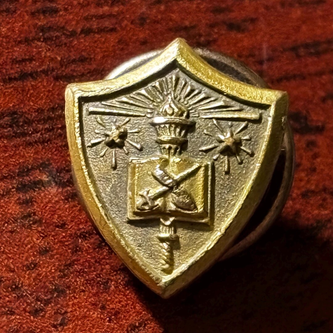 Vintage Fraternal Collar Insignia: Spies Bros Shield Pin, Book, Sword ...