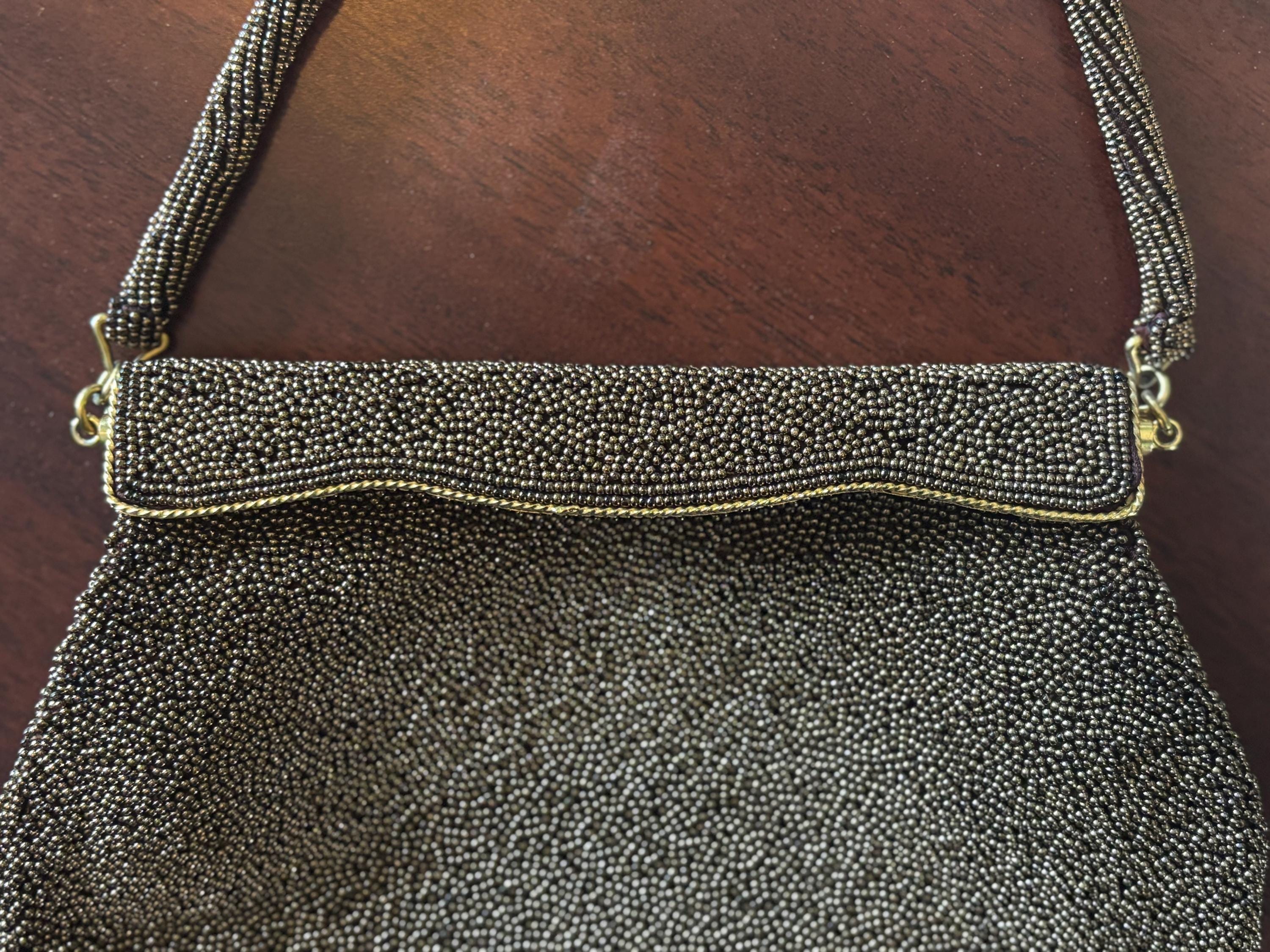 Gilded Glamour: Vintage Josef Bronze Beaded Evening Bag - Etsy