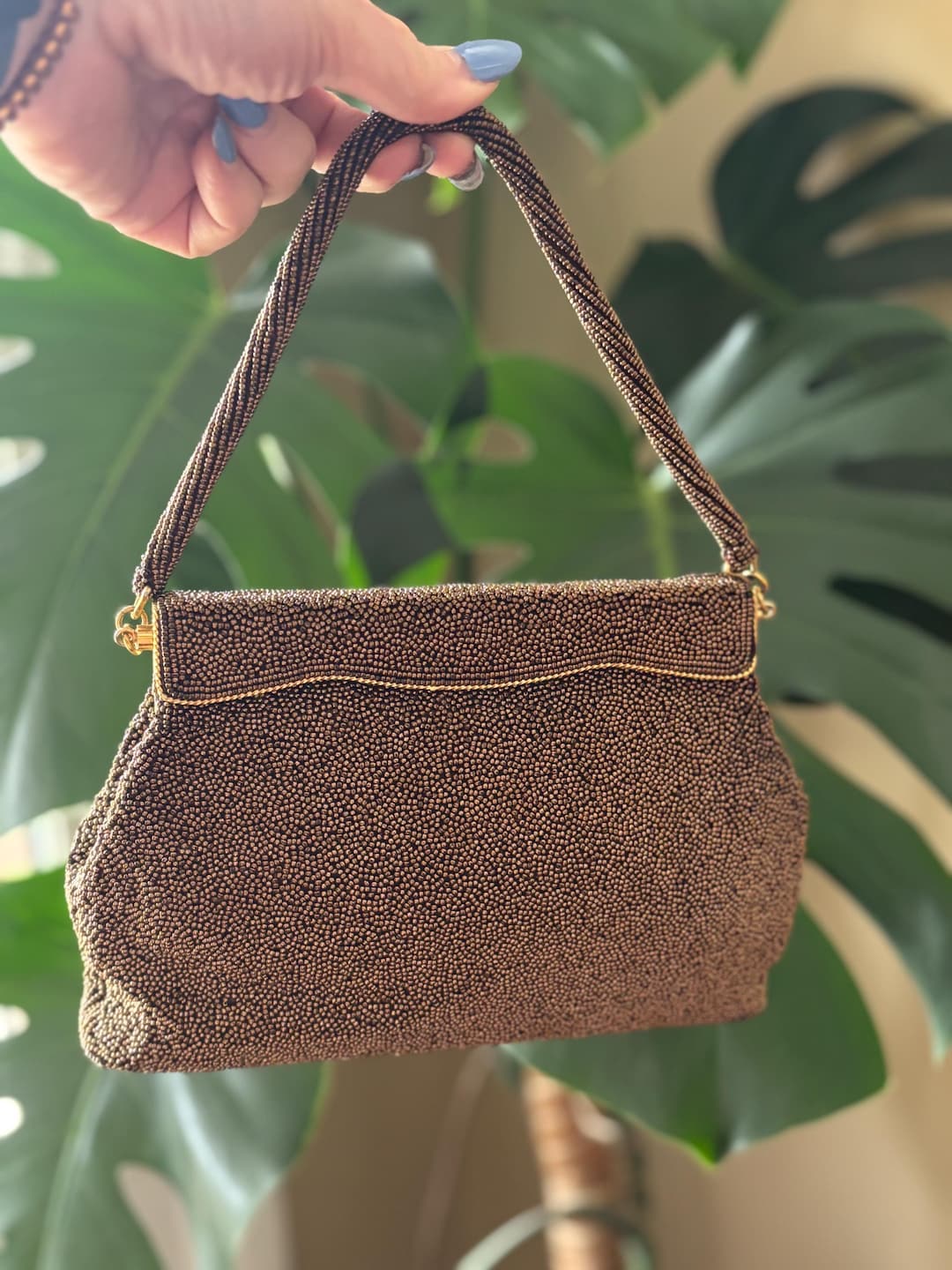 Gilded Glamour: Vintage Josef Bronze Beaded Evening Bag - Etsy