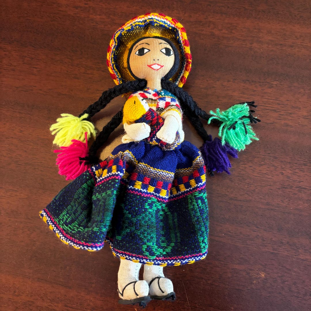 Vintage Peruvian Folk Art Fabric Doll – 9” Tall – Traditional Andean ...