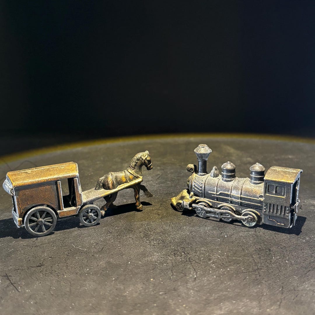 Vintage Metal Figural Pencil Sharpeners – Train or Horse & Carriage ...