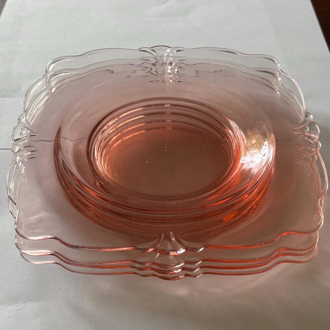 Vintage Cambridge Pink Depression Glass Plates - Set of 4 - Etsy