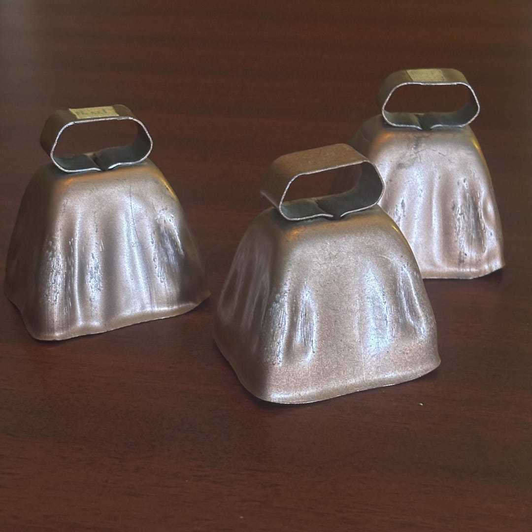 Vintage Metal Cowbell Set: Rustic Farmhouse Decor, Bolt Clappers ...
