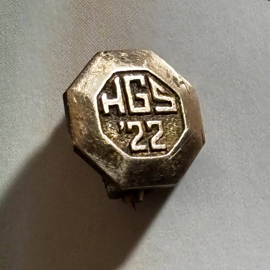 Antique Graduation Pin: "hgs 22" Gold-tone Lapel Pin, Spight & Street ...