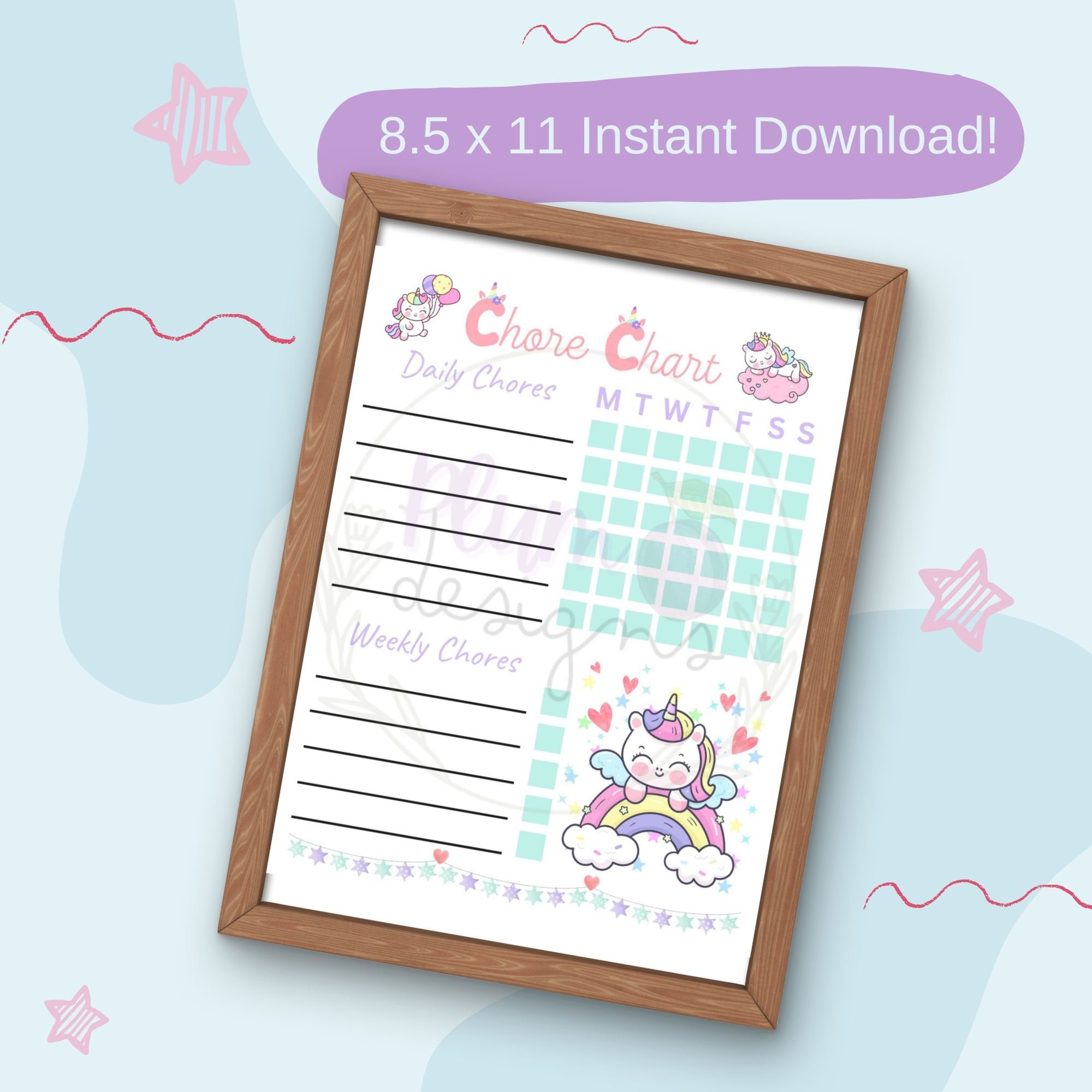 Unicorn Chore Chart, Magical Chore Chart, for Boys, for Kids, for Girls ...
