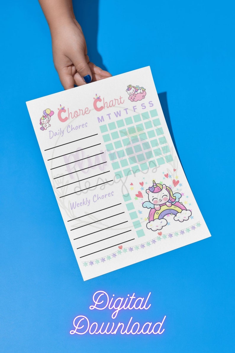 Unicorn Chore Chart, Magical Chore Chart, for Boys, for Kids, for Girls ...