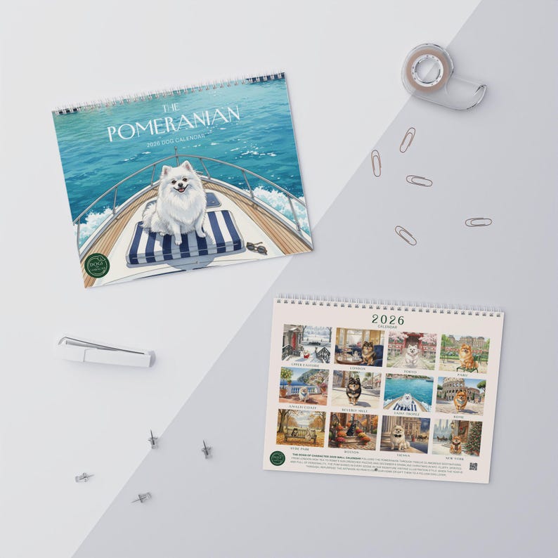 Pomeranian Calendar 2026 — Illustrated Wall Planner | Gift for ...
