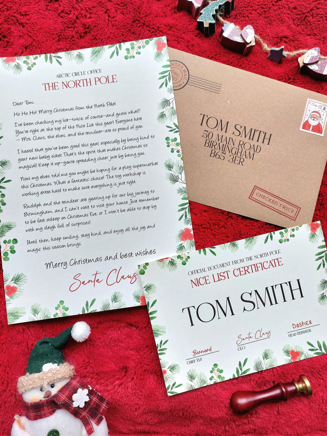 Personalised Letter From Santa and Nice List Certificate, Christmas ...