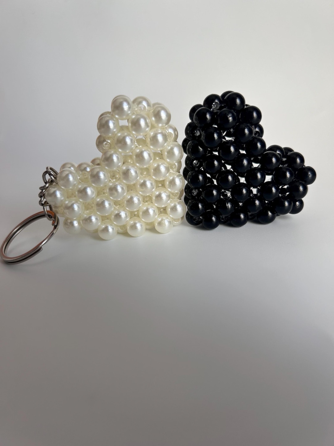 Set of 5 Pearl Heart Keychains - Etsy