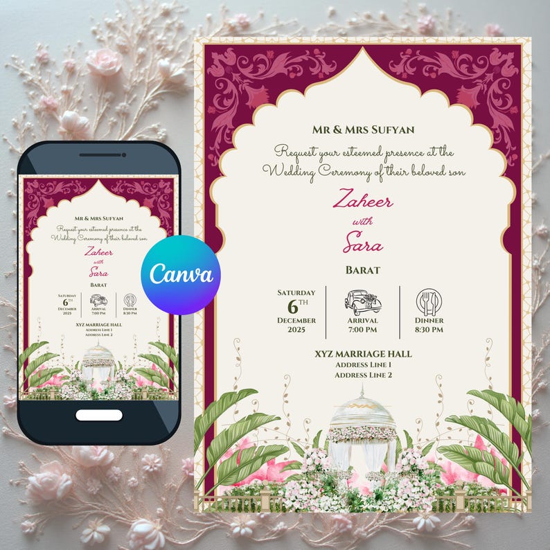Editable Desi Wedding Invitation Card Template Royal Shaadi Invitation ...
