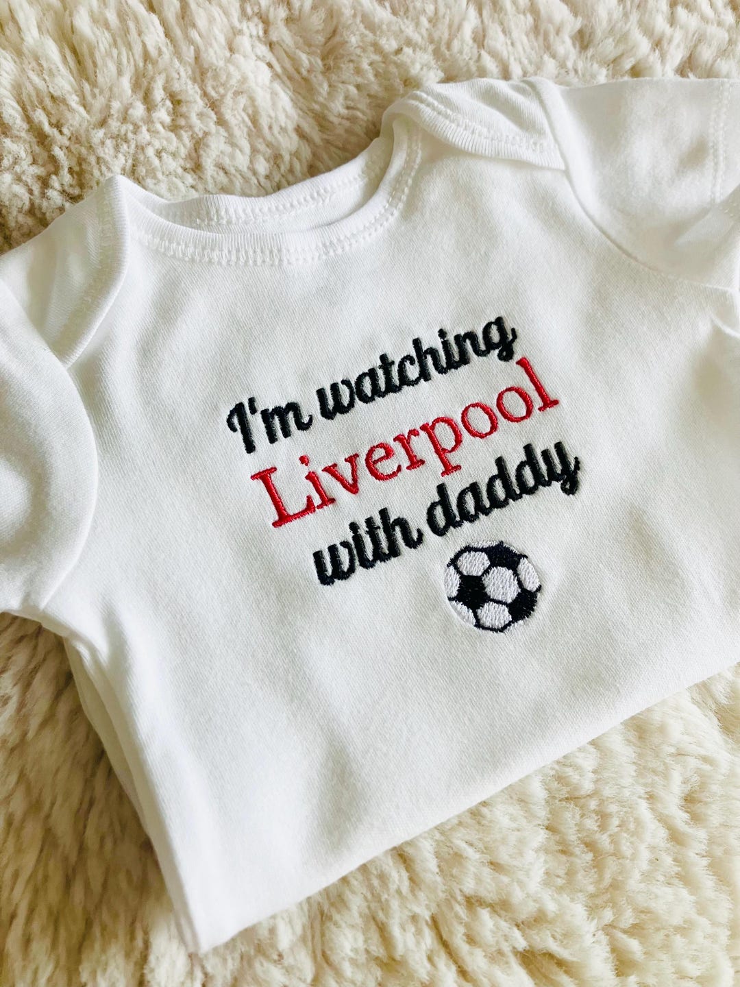 Embroidered Baby Grow, Football Fan Football Babygrow, I’m Watching ...