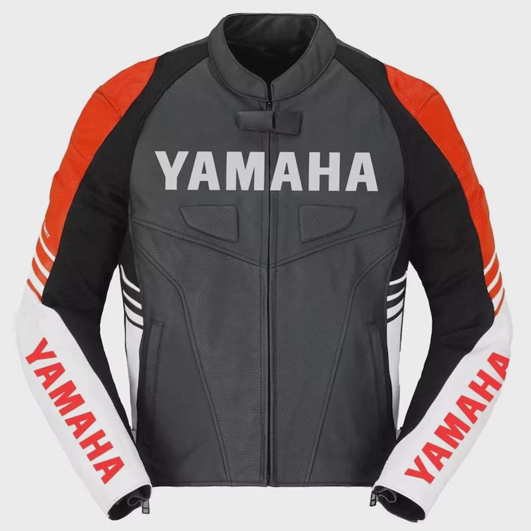 Yamaha Motorcycle Leather Jacket Red, Black & White Racing Gear Replica ...